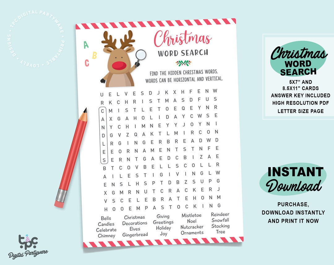 Christmas Word Search | Printable Christmas Game | Xmas Word Search ...