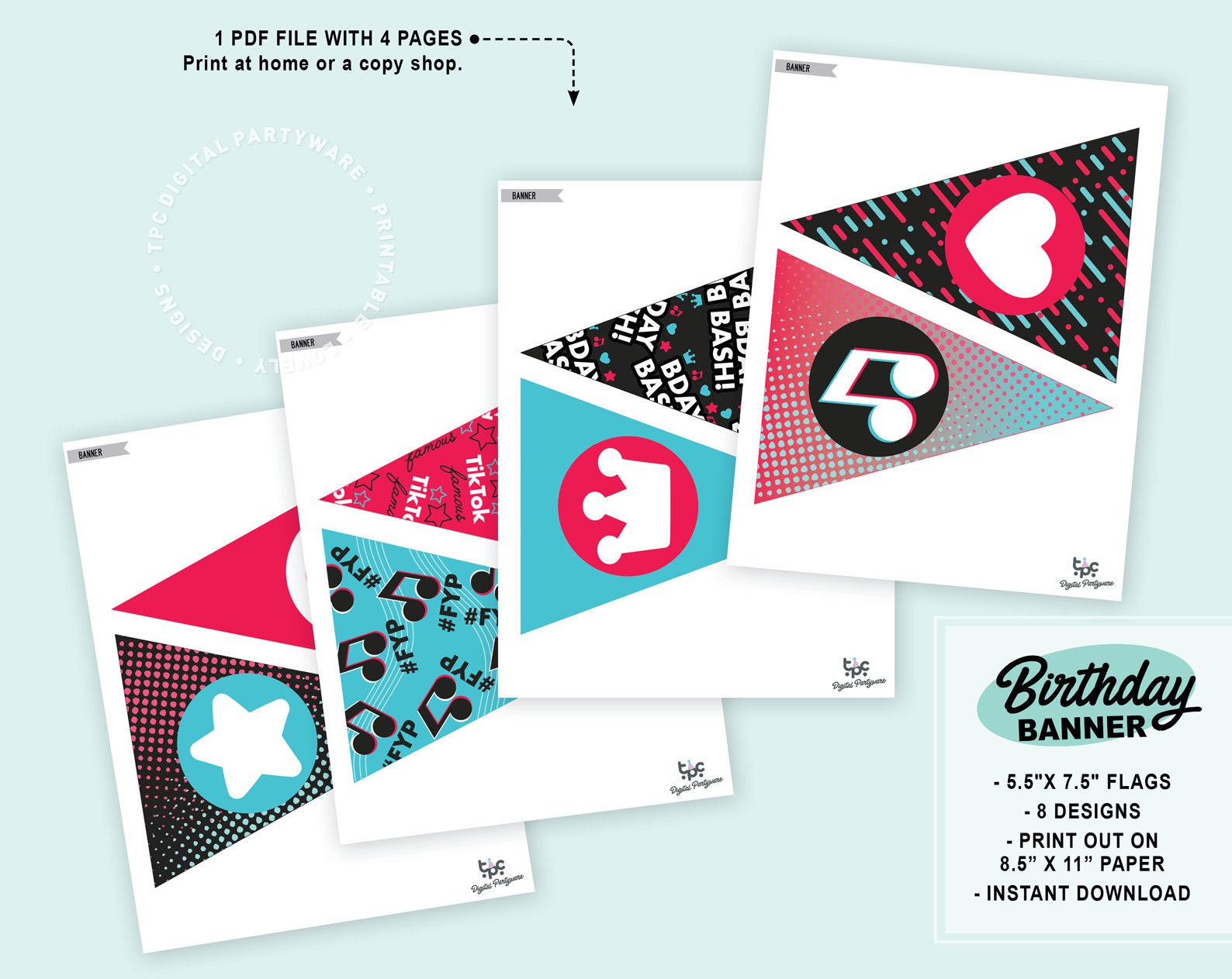 Tiktok Inspired Banner Printable Tiktok Birthday Banner - Etsy UK