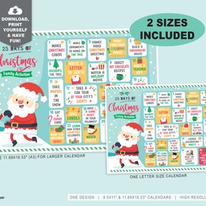 Editable 25 Days of Christmas Countdown Calendar of Fun Family ...