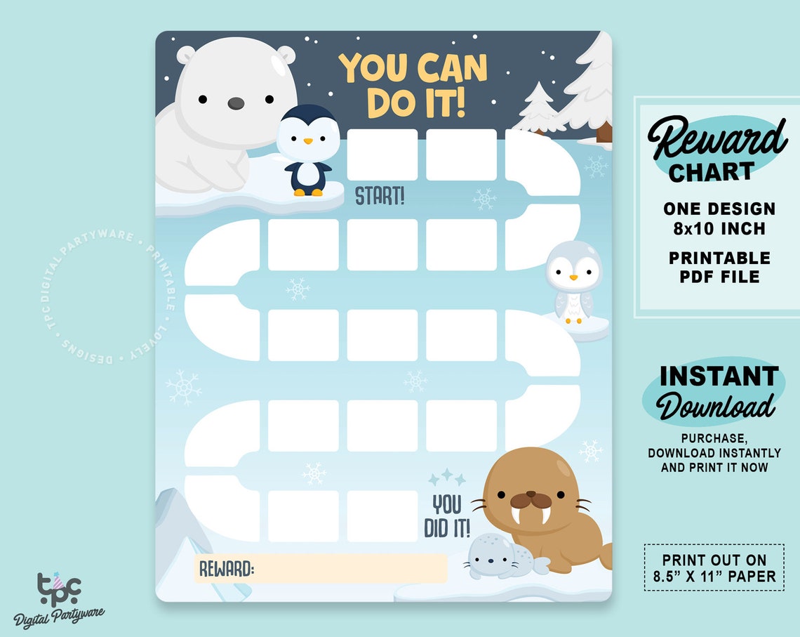 Winter Animals Reward Chart Printable Behavior Chart Daily - Etsy