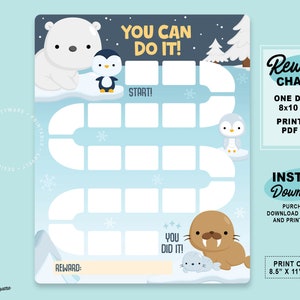 Winter Animals Reward Chart | Printable Behavior Chart | Potty Training ...