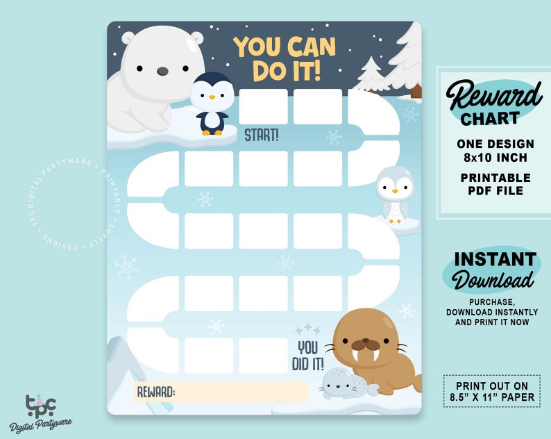 Winter Animals Reward Chart Printable Behavior Chart Daily - Etsy