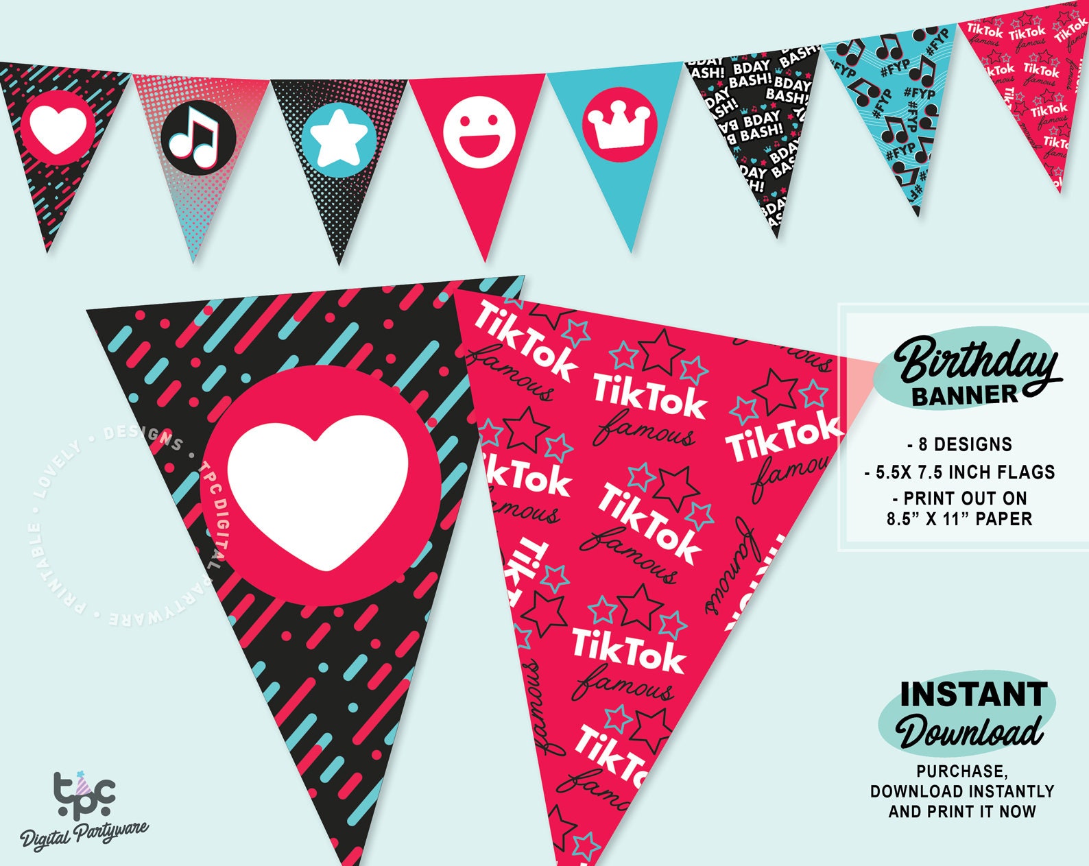 Tiktok Inspired Banner Printable Tiktok Birthday Banner - Etsy UK