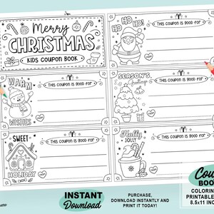 Christmas Coupon Book | Printable Kids Gift Ticket Coloring Page | Fill ...