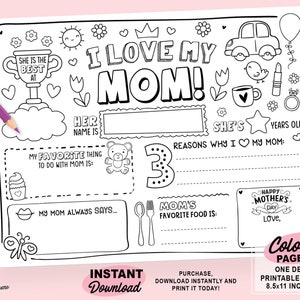 Mother’s Day Printable Coloring Page | Printable All About Mom Fill in ...