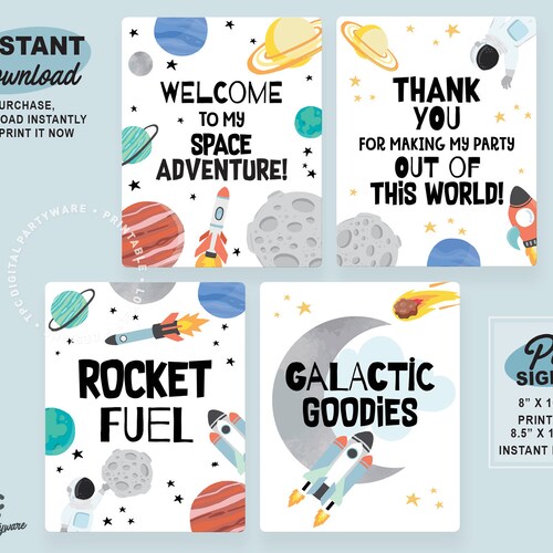 Outer Space Birthday Party Signs Printable Outer Space Signs - Etsy
