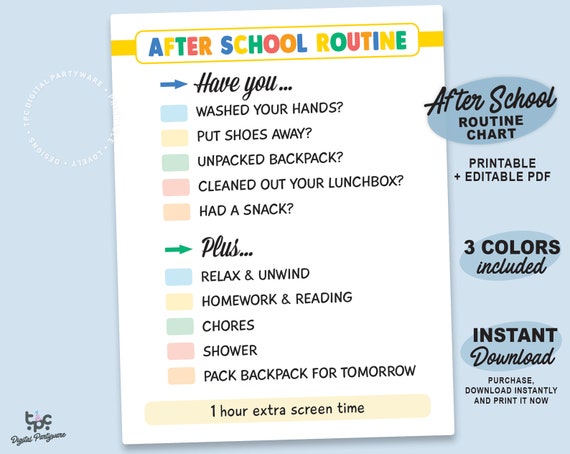 Editable After School Routine Printable Reusable After - Etsy