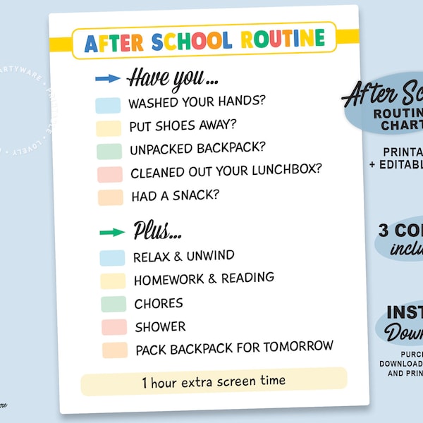 Morning Routine Chart for Teen - Etsy