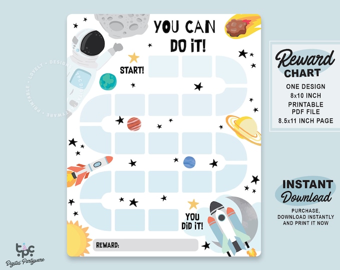 Printable Outer Space Reward Chart, Astronaut Chore Chart, Kids ...