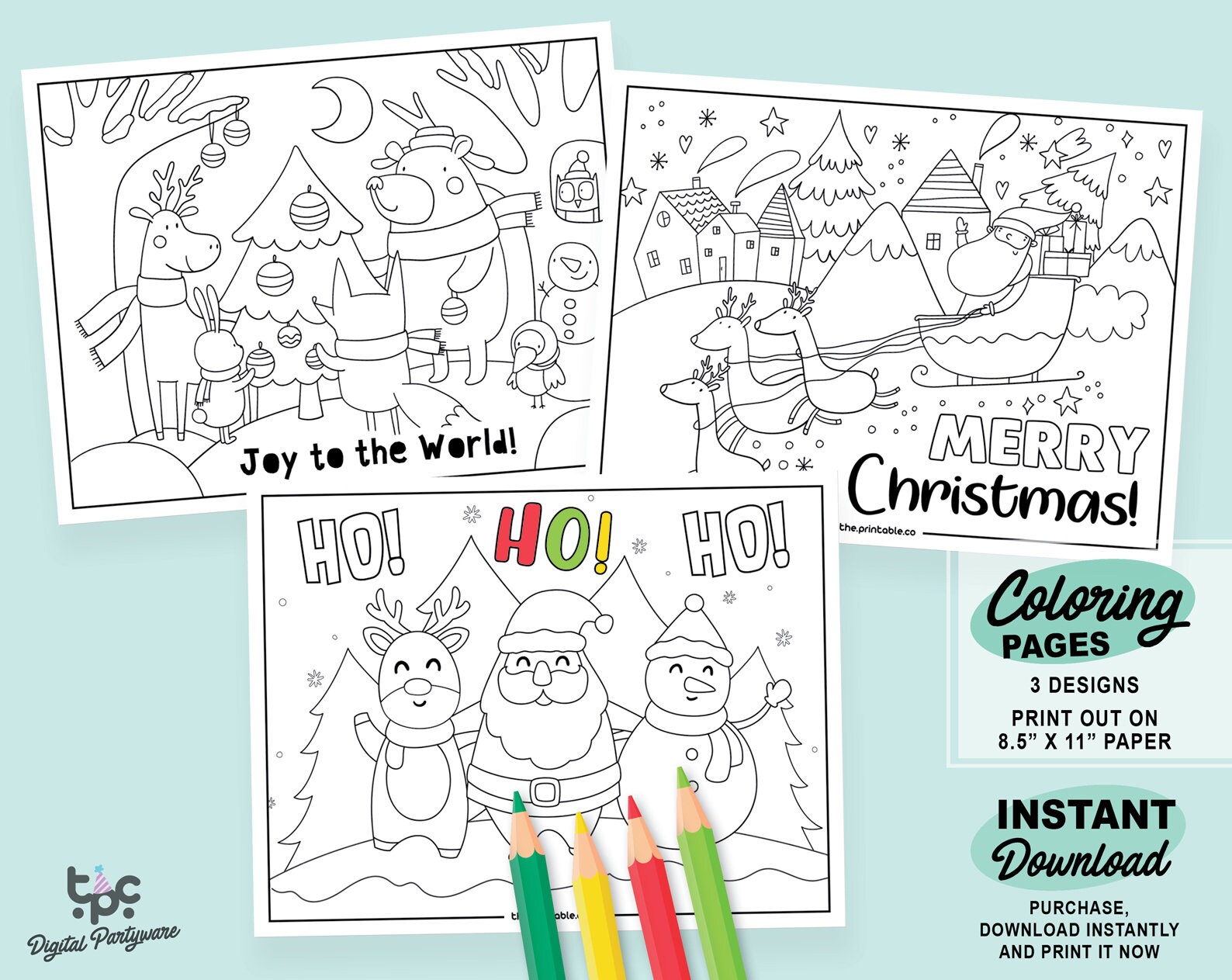 Christmas Coloring Pages Printable Holiday Activities - Etsy