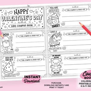 Valentines Coupon Book | Printable Kids Gift Ticket Coloring Page ...