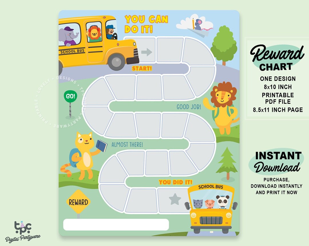 Wheels on the Bus Reward Chart | Printable Yellow School Bus Behavior ...