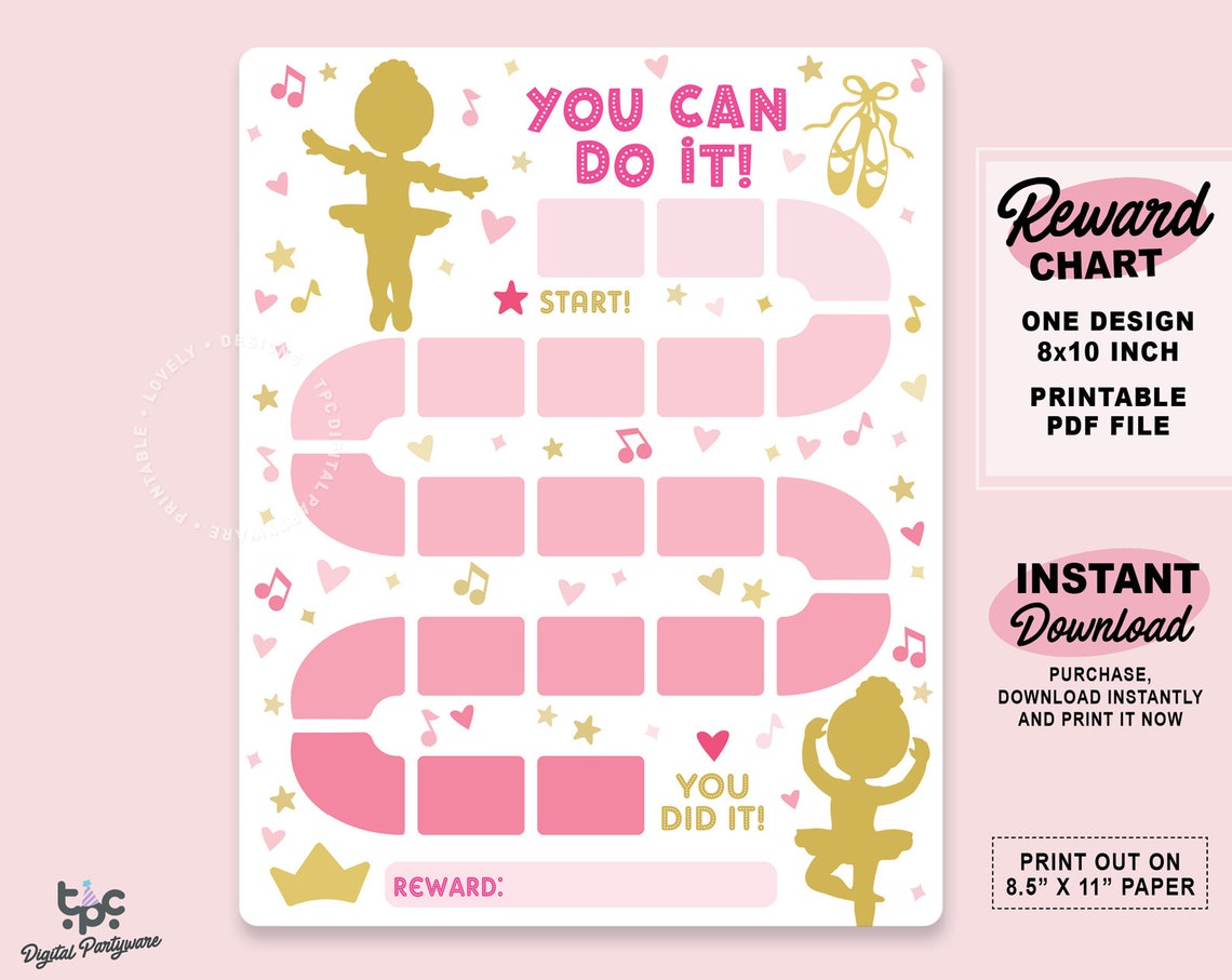 Printable Ballerina Reward Chart Ballerina Kids Behavior | Etsy