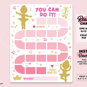 Printable Ballerina Reward Chart | Ballerina Kids Behavior Chart ...