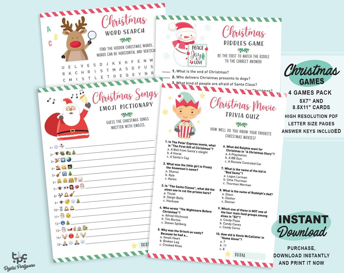 Christmas Game BUNDLE Christmas Songs Emoji Pictionary | Etsy