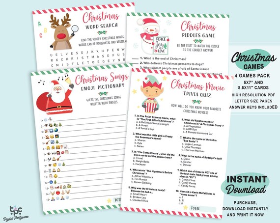 Christmas Game BUNDLE Christmas Songs Emoji Pictionary | Etsy