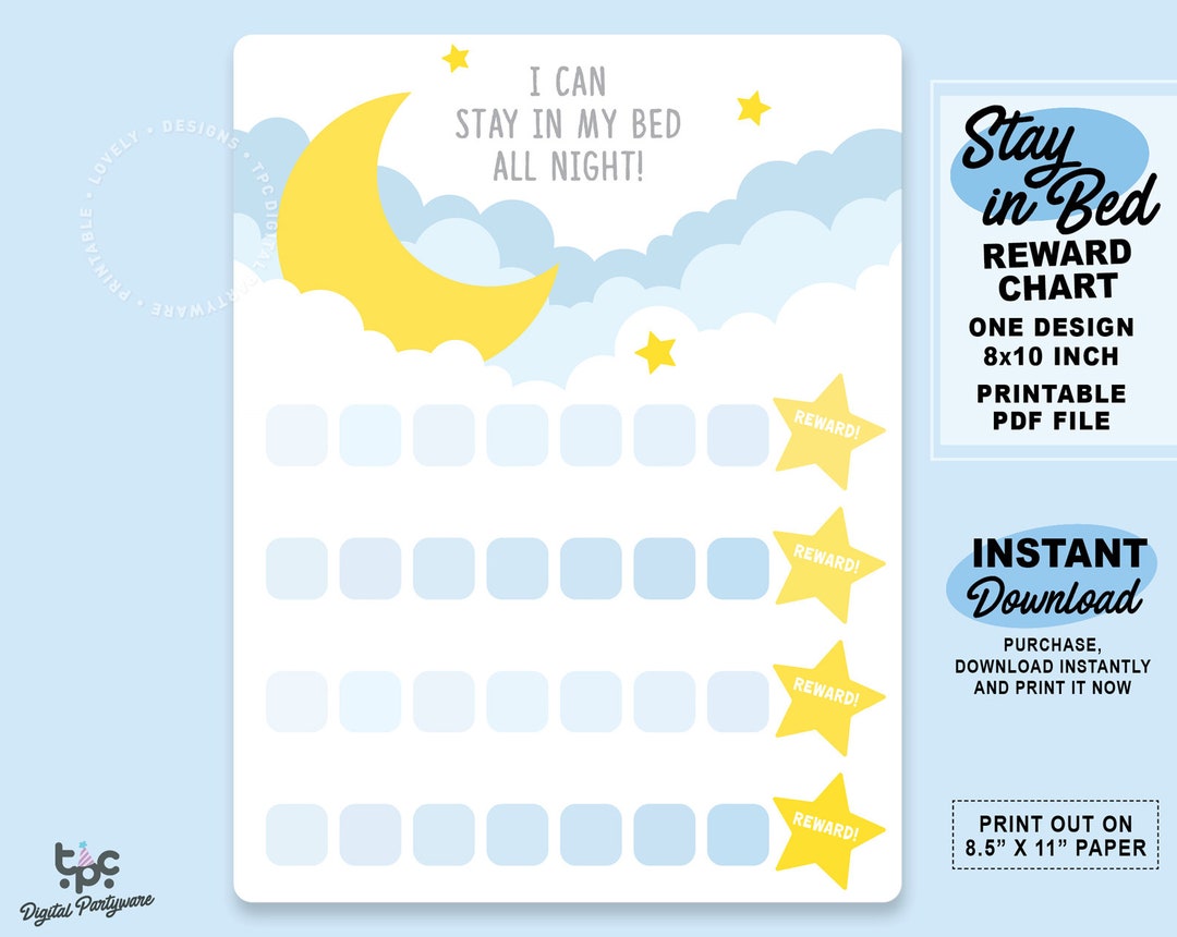 Stay in Bed Reward Chart | Printable Night Time Sticker Prize Chart ...