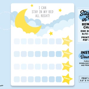 Stay in Bed Reward Chart | Printable Night Time Sticker Prize Chart ...