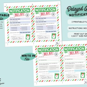 Late Gift Letter From Santa, Editable Notification of Delay Christmas ...