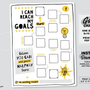 Printable I Can Reach My Goals Chart | Habit Tracker Template | 14 Day ...