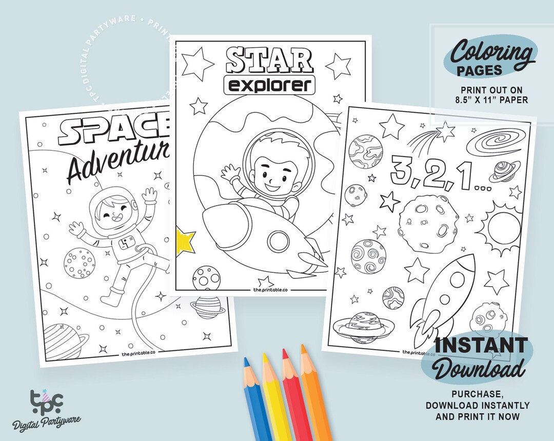 Outer Space Coloring Pages Printable Astronaut Party Activities Outer ...