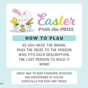 Easter Pass the Prize Game Printable Pass the Gift Game Fun Rhymes Game ...