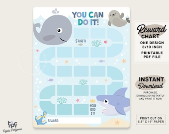 Under the Sea Reward Chart Printable Sea Animals Behavior Chart Daily ...