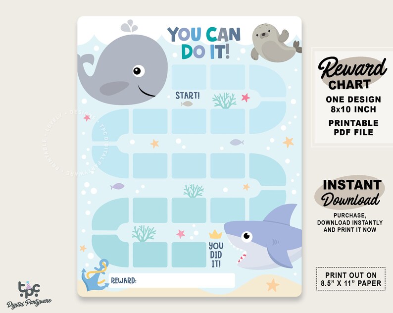 Under the Sea Reward Chart Printable Sea Animals Behavior - Etsy