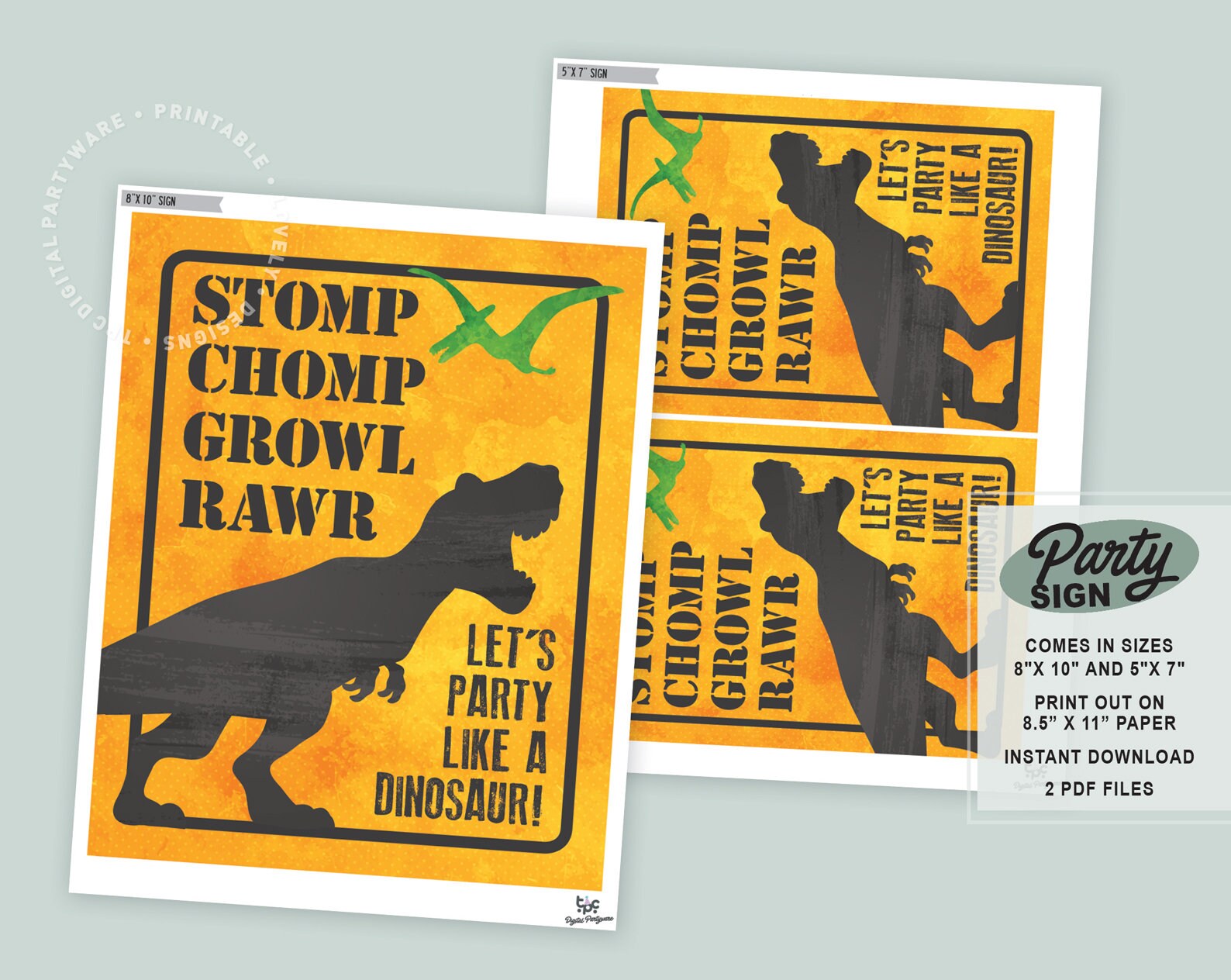 Dinosaur Party Sign Printable Dinosaur Party Sign Jurassic - Etsy