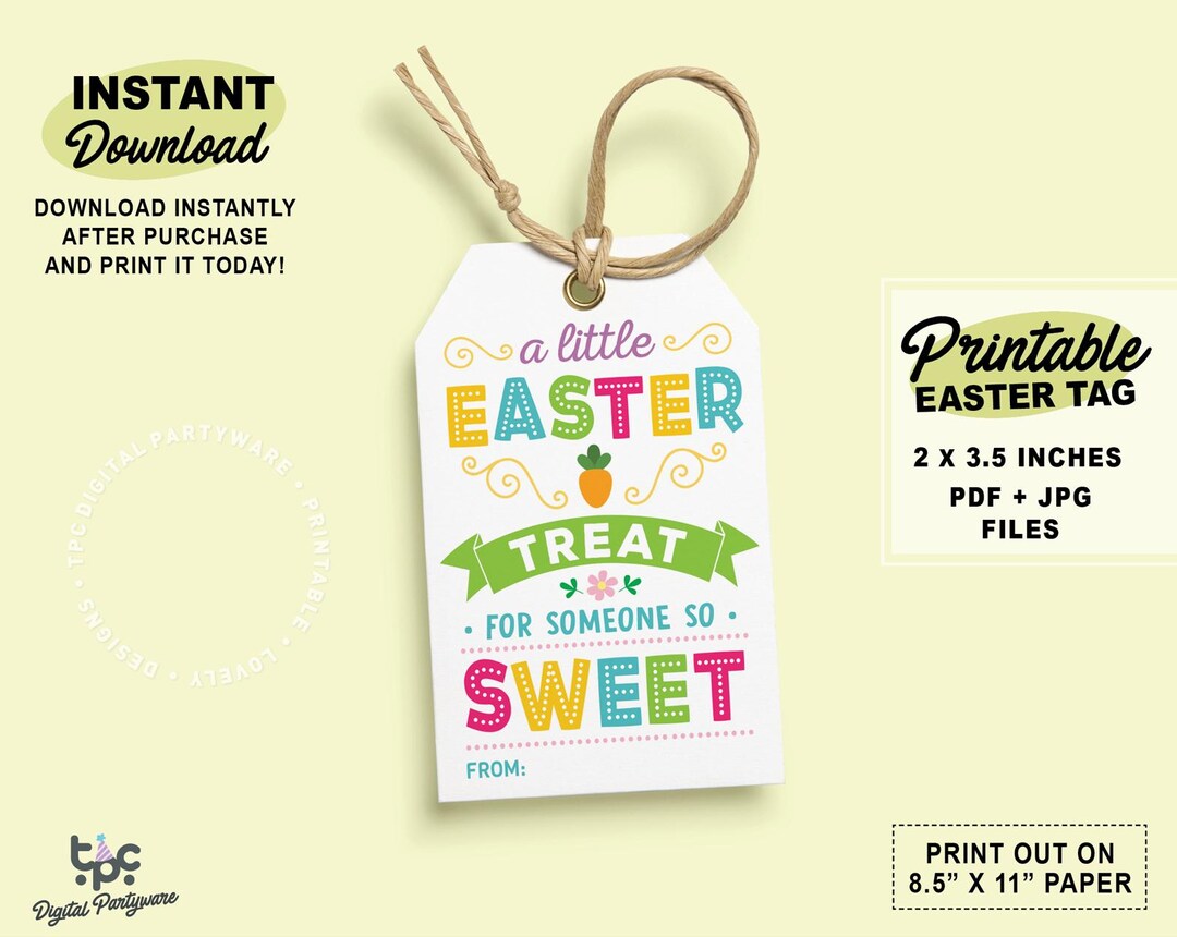 EASTER Printable Gift Tag | Easter Treat Tag | Bunny Favor Tag ...