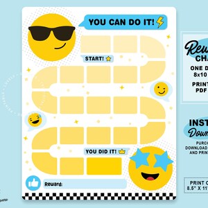 Emoji Reward Chart | Printable Smiley Face Behavior Chart | Daily Chore ...