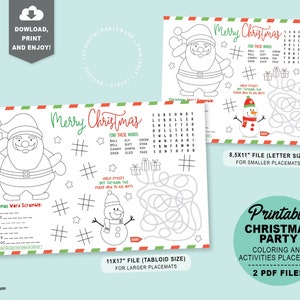 Christmas Activity Placemat | Printable Christmas Placemat for Kids ...
