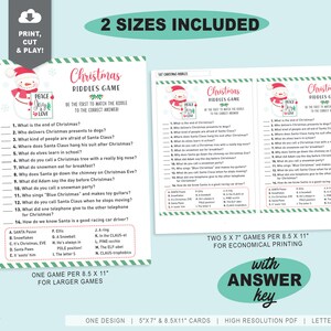 Christmas Riddles Game Printable Christmas Trivia Game | Etsy
