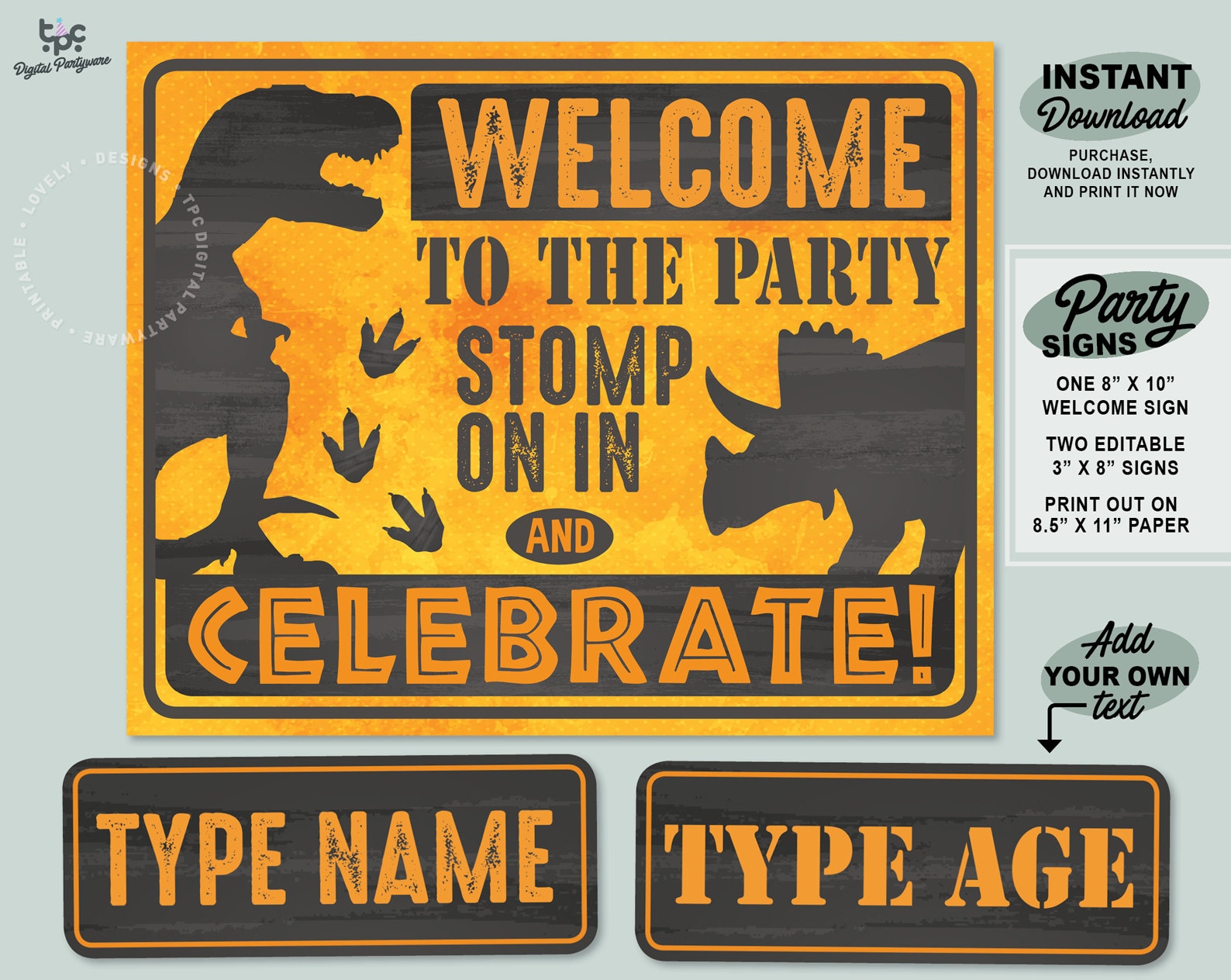 Dinosaur Birthday Party Sign Printable Dinosaur Party Sign | Etsy