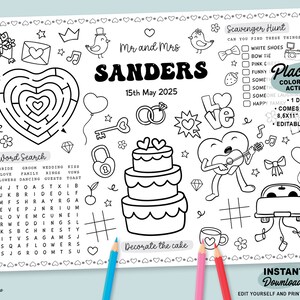 Editable Kids Wedding Coloring Sheet Printable Wedding Games for ...