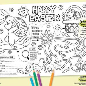 Happy Easter Worksheet Printable | Spring Bunny Coloring Page | Easter ...