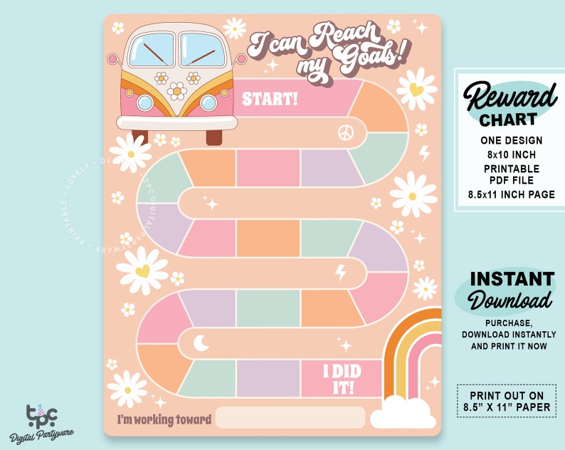 Groovy Goal Chart Printable Daisy Reward System Learning Responsibility ...
