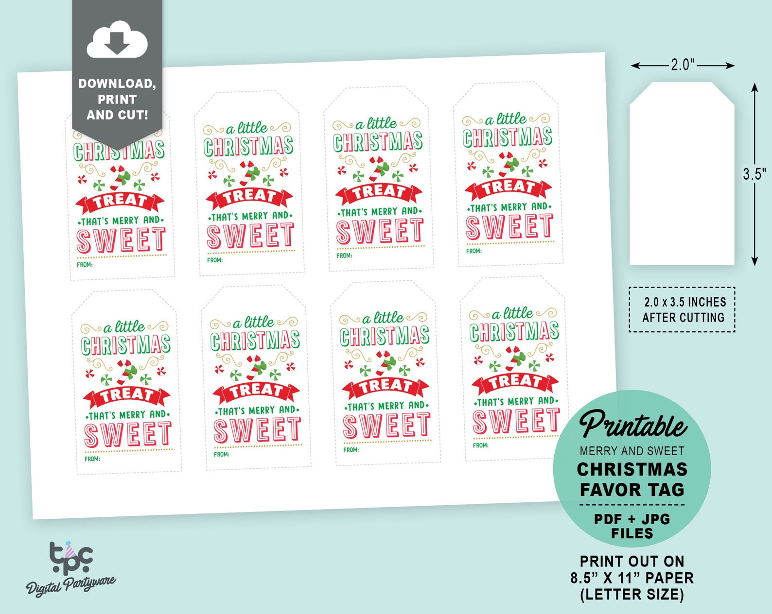 CHRISTMAS Printable Gift Tag Christmas Treat Hang Tag - Etsy