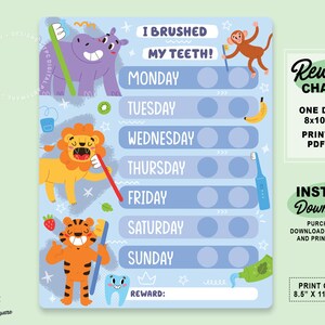 I Brushed My Teeth Chart | Printable Kids Teeth Brush Tracker | Daily ...