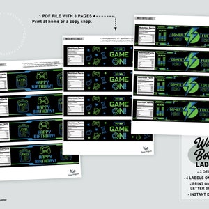 Gamer Party Water Bottle Labels Printable Video Game Bottle Label Gamer ...