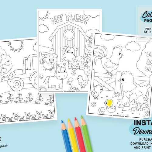 Farm Coloring Pages Printable Farm Party Activities Farm - Etsy