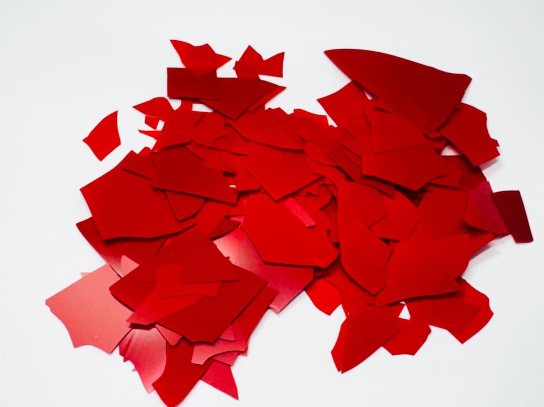 Glass Confetti Coe 90 Fusible Red Glass Shards, Eggshell Thin Red Glass ...