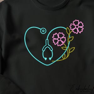 Nurse Pocket Monogram Embroidery Design | Stethoscope Heart | Name ...