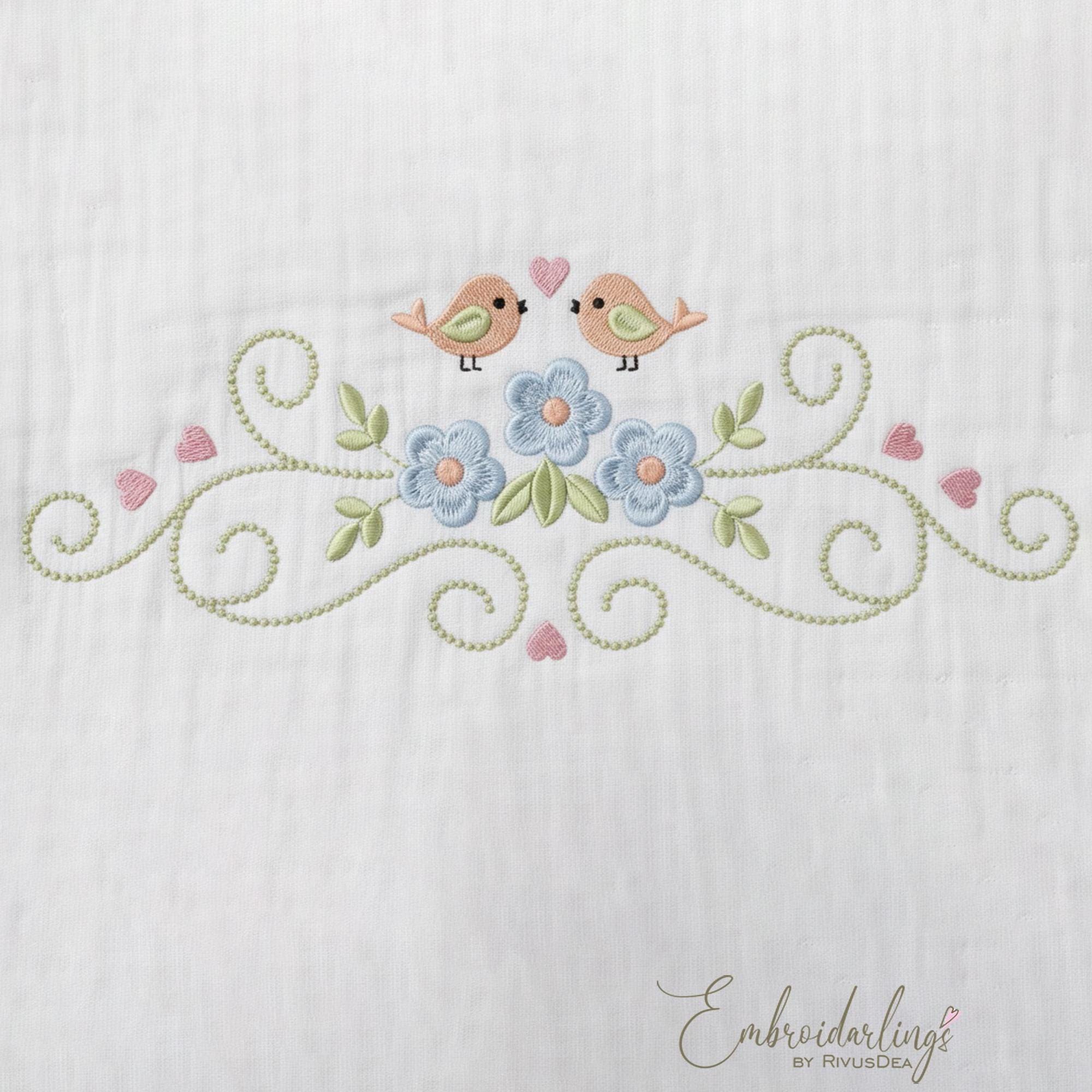 Baby Floral Motif Embroidery Designs File 7 Sizes | Flower Border ...