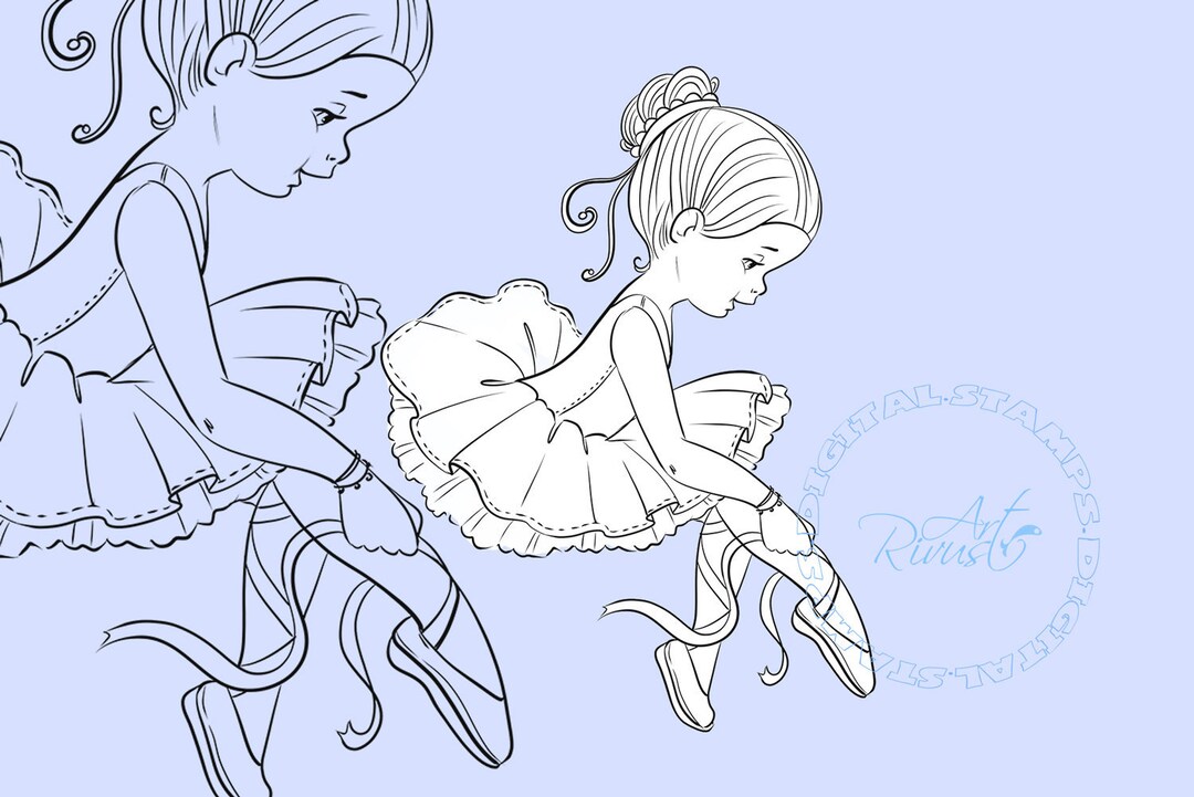 Ballet Digital Stamp. Cute Ballerina Download. Digi Stamp, Coloring ...