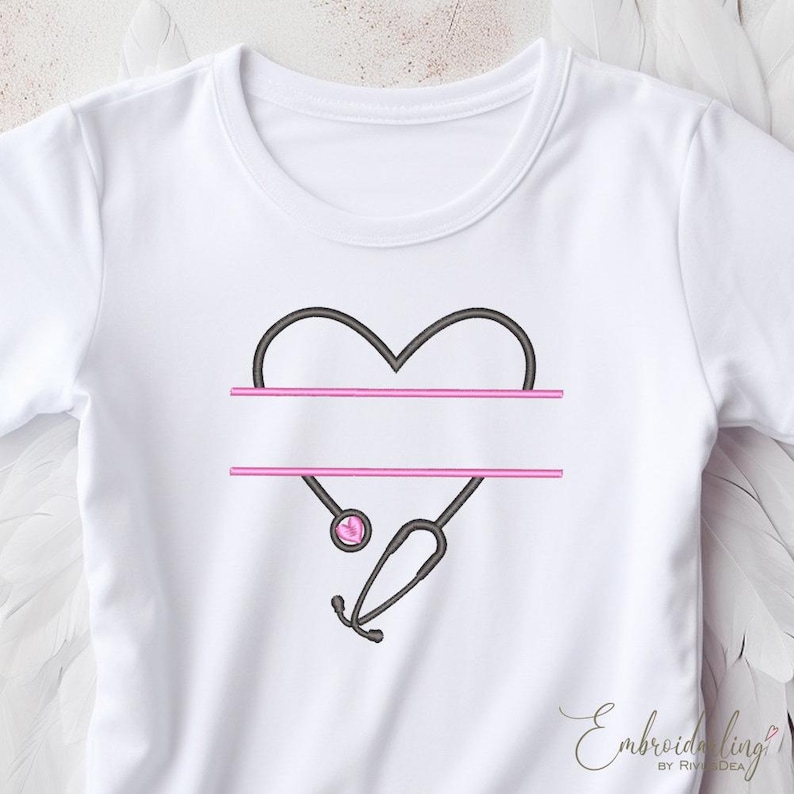 Stethoscope Heart Split Monogram Embroidery Design | Name Frame | Nurse ...