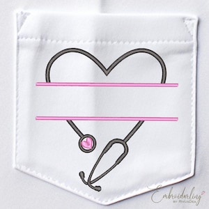 Stethoscope Heart Split Monogram Embroidery Design | Name Frame | Nurse ...