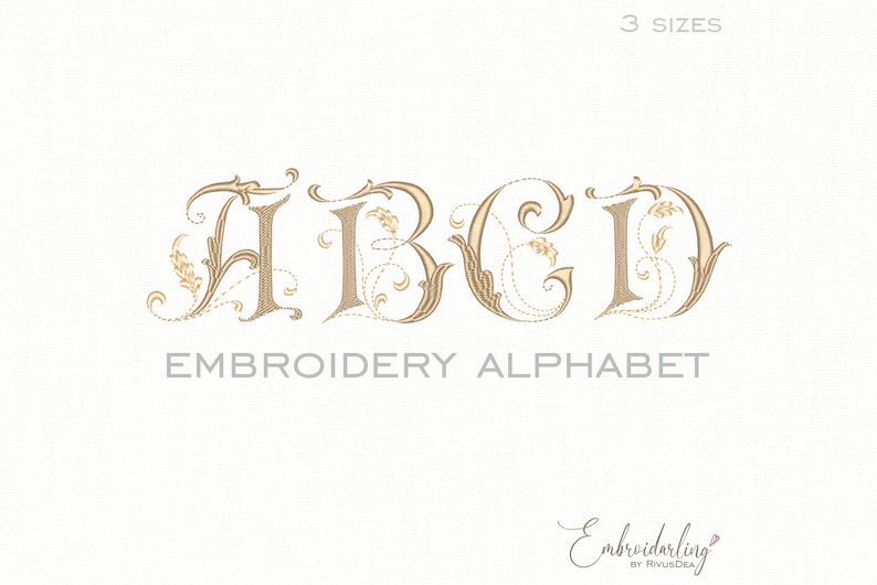 Floral Font Machine Embroidery File, Vintage Monogram Pattern, First ...