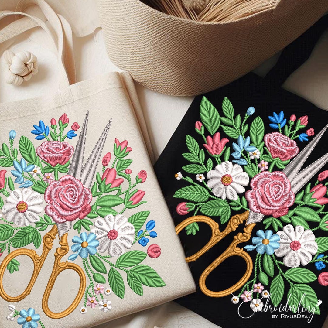 Floral Scissors Embroidery Design: Vintage Sewing Pattern (PDF) - Etsy