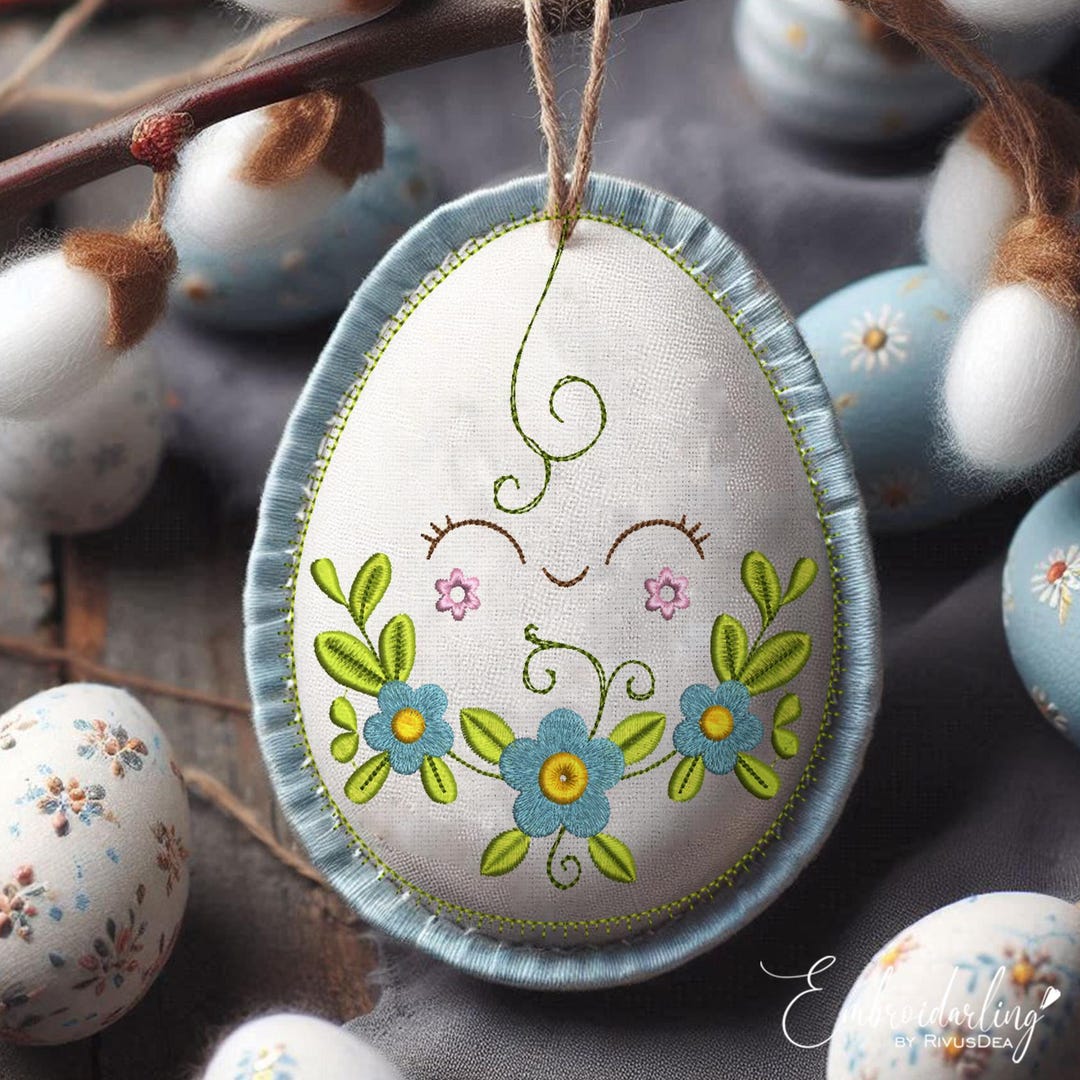 Cute Easter Egg Embroidery Design File, 4 Sizes. Smiling Easter Egg ...